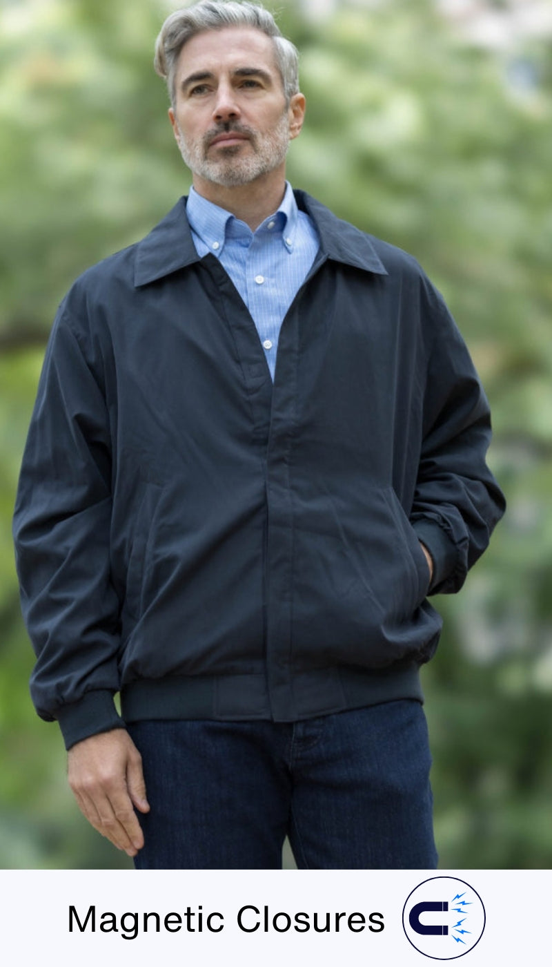 MAGNAREADY® X WEATHERPROOF MICROFIBER GOLF JACKET WITH MAGNETIC CLOSUR