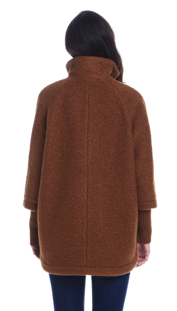 Women's Button Front Boucle Topper with Knit Sleeves | Weatherproof®