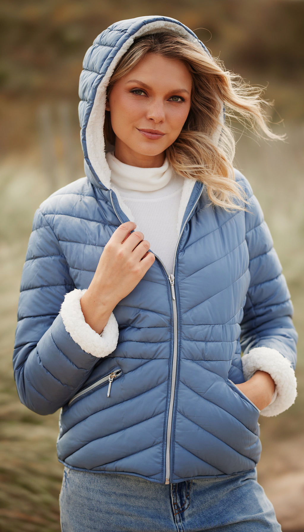 Women's Chevron Quilted Puffer Coat Cozy Fleece Lining | Weatherproof®
