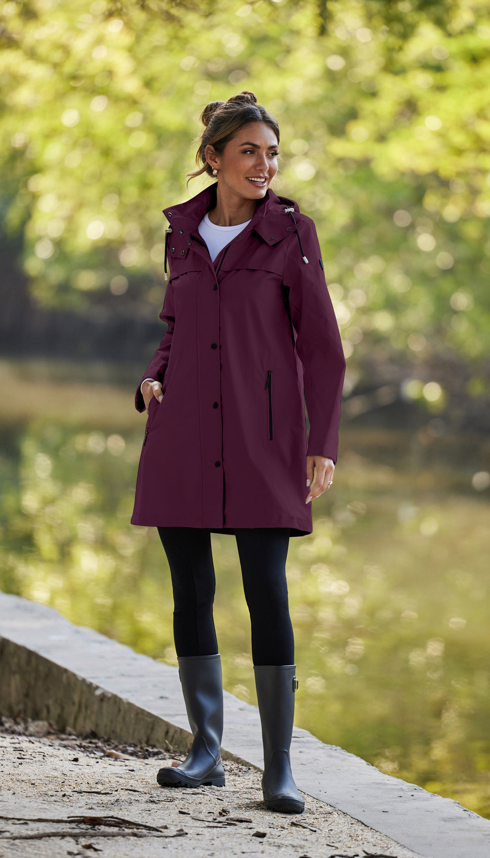 HOODED A-LINE RAIN JACKET